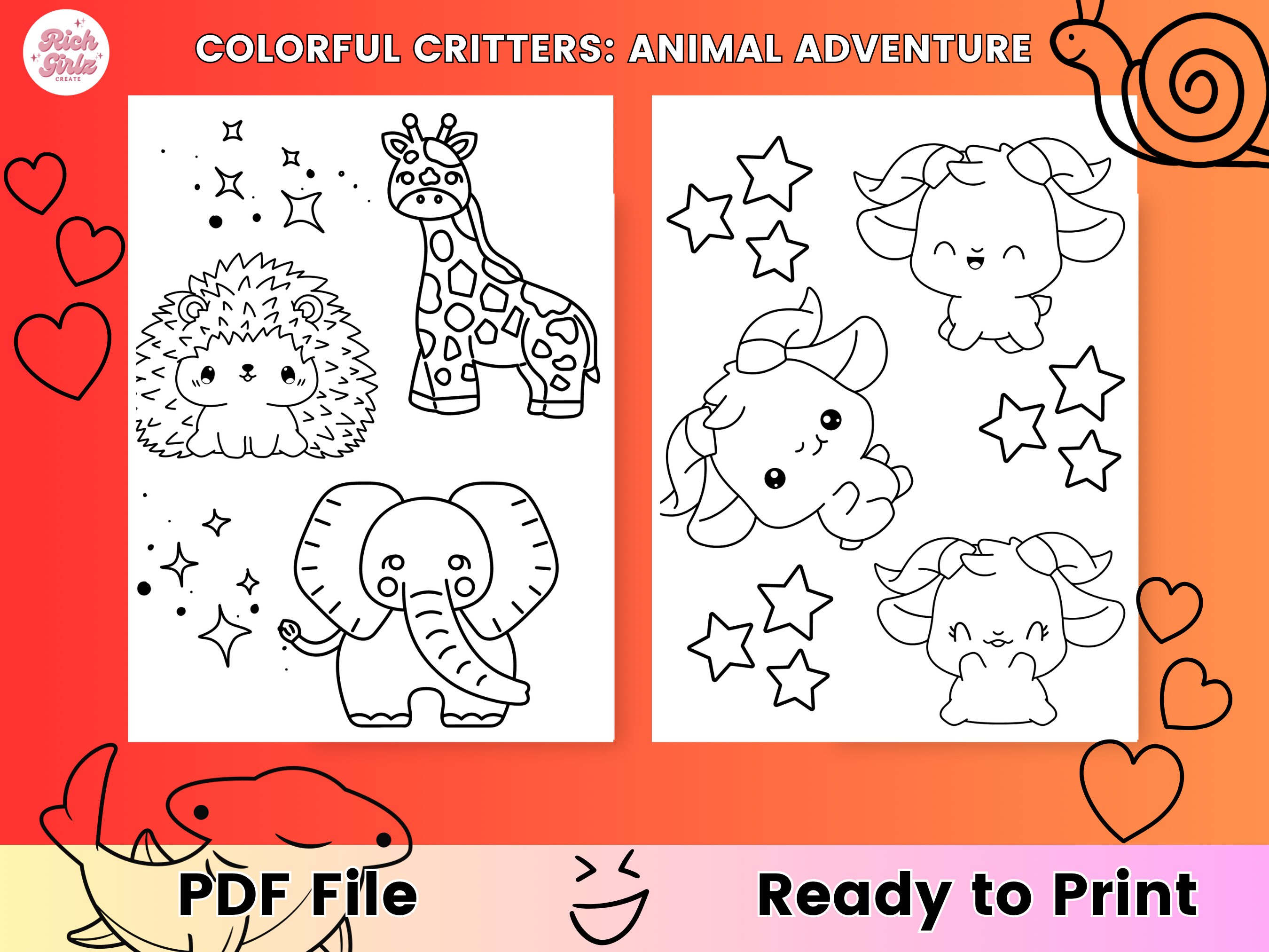Colorful Critters: Animal Adventure Coloring Pages Animal Themed Kids ...