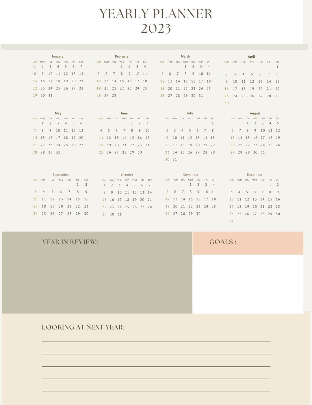 2023 Yearly Planner - Etsy