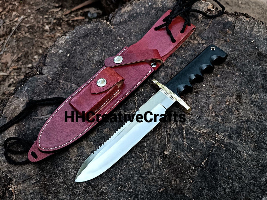 Custom Hand Forged Bowie Dagger Hunting Survival Camping Black Micarta ...