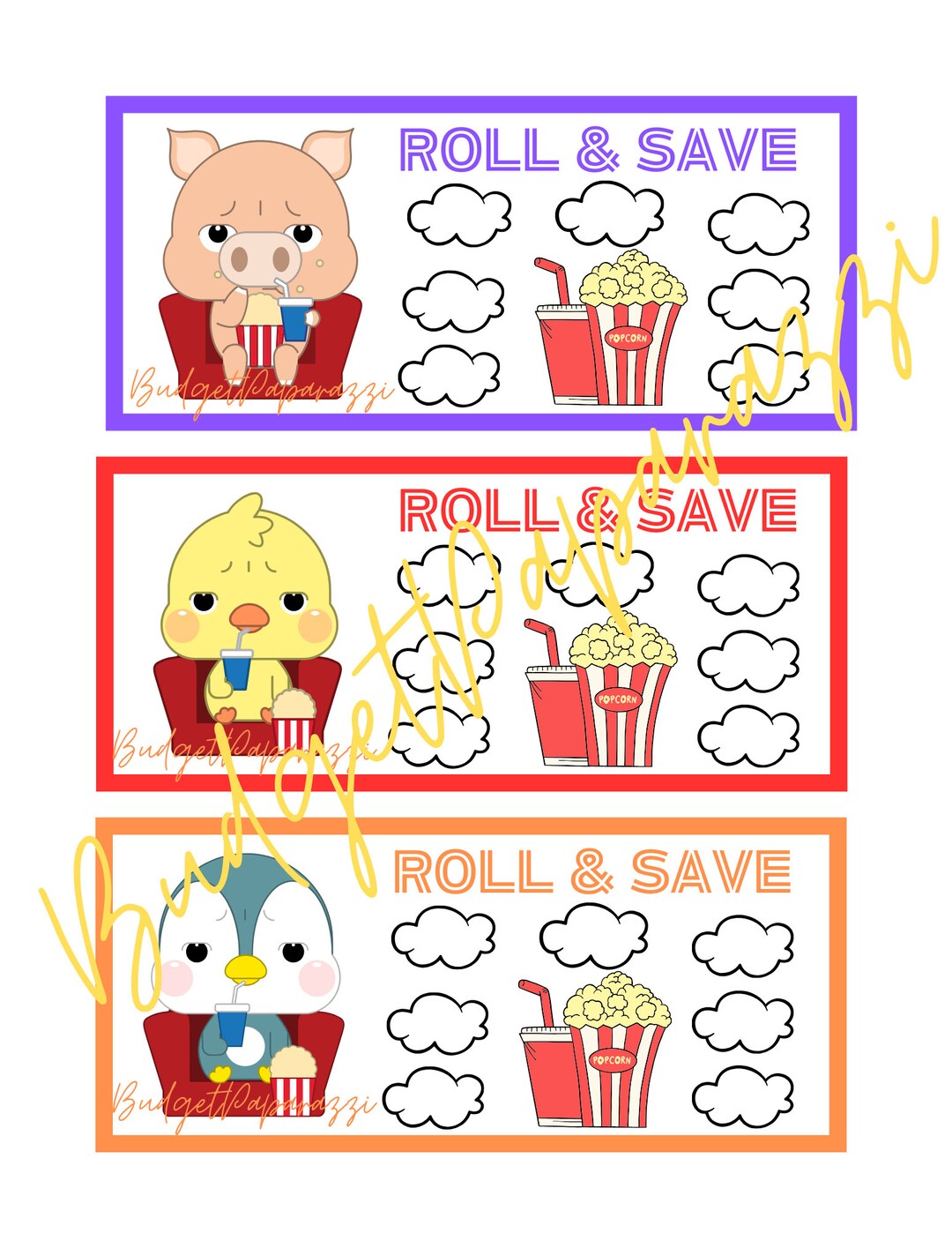 Movie Theater ROLL and SAVE PRINTABLE Pig, Duck, Penguin With ...
