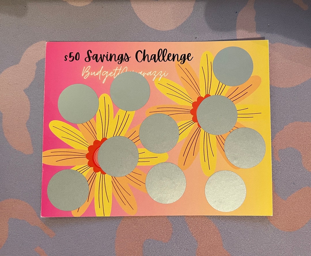 50 Dollar Savings Challenge (2 Sided) Save 100 Total Sunshine - Etsy