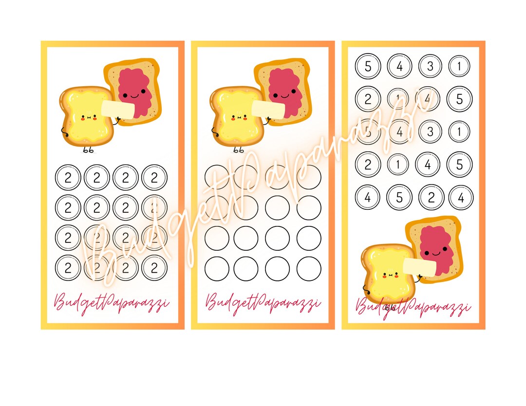 Butter Toast & Jelly Minis - Printable Savings Challenge - Etsy