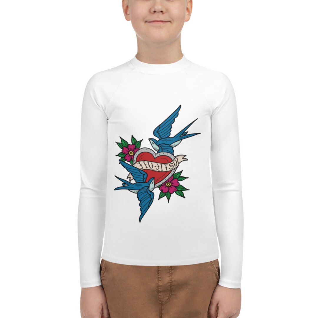Love Birds Tattoo Design Kid's BJJ Rash Guard White - Etsy