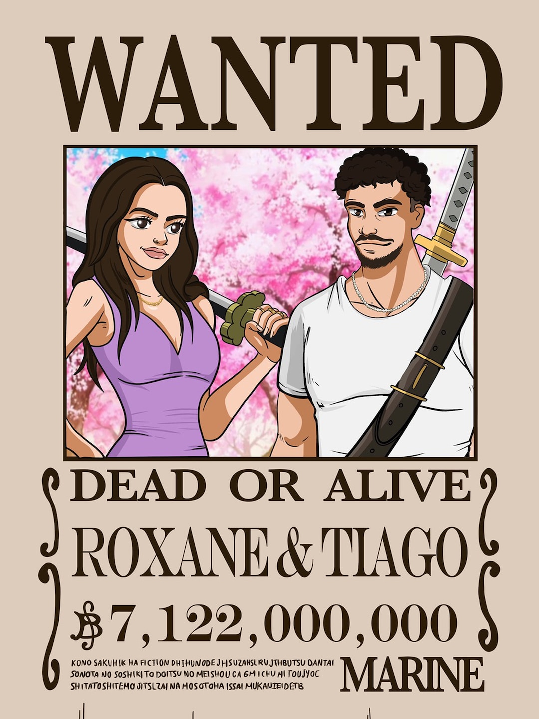 Fully Custom Anime Portrait , Custom Anime Wanted Poster, Personalized ...