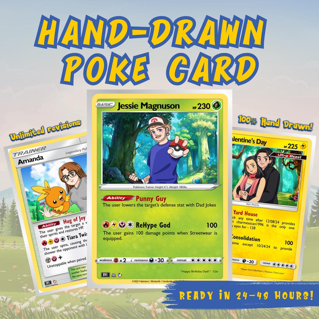 Custom Pokemonstyle Trainer Card Portrait | Personalized Trainer Art ...