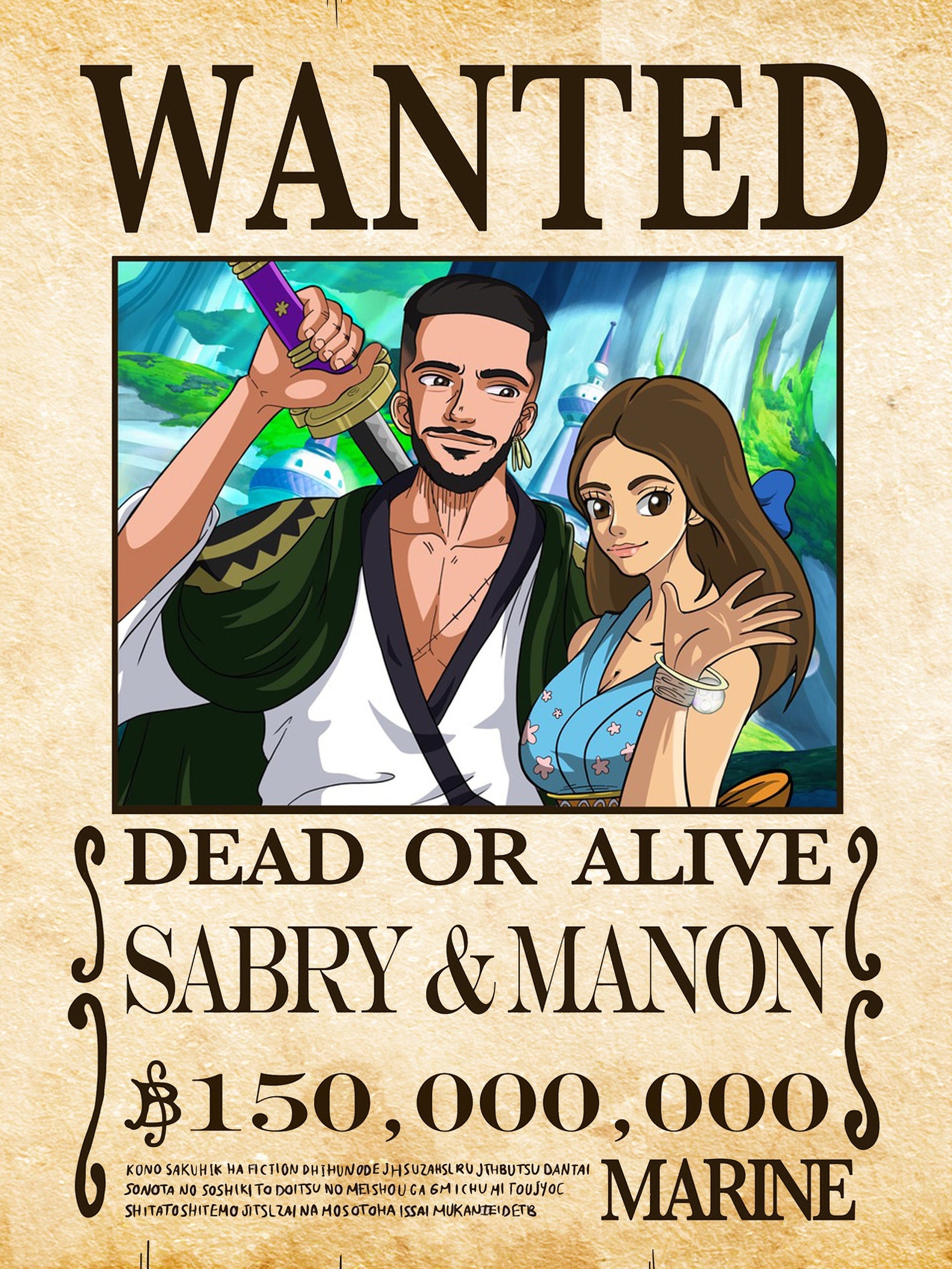 Fully Custom Anime Portrait Custom Anime Wanted Poster - Etsy