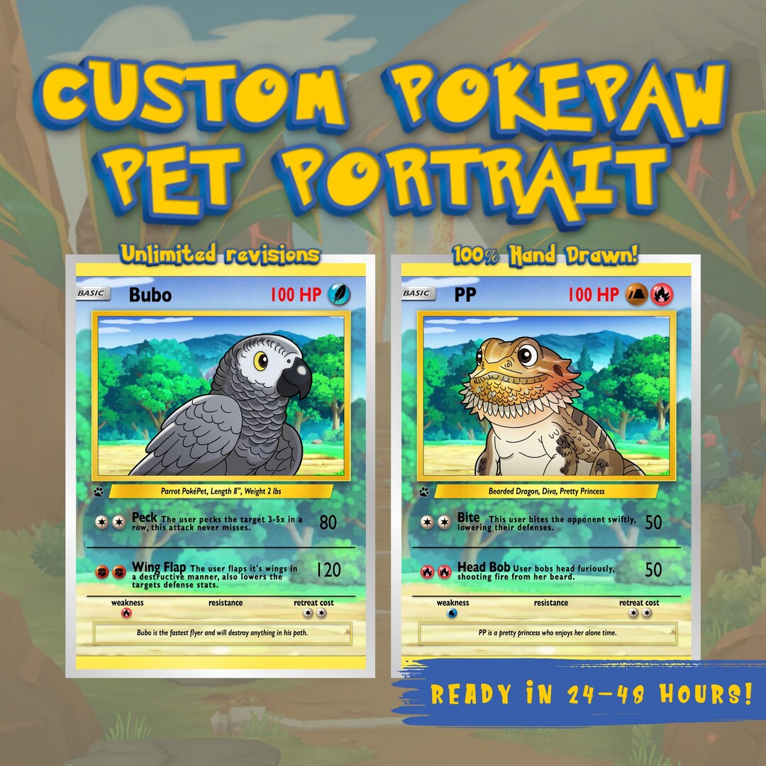POKE Pet Card From Photo | Anime Style Pet Portrait | Unique Pet Lover ...