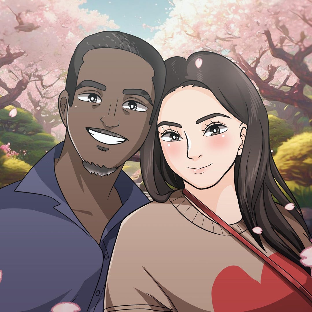 Custom Digital Anime Portrait | Cute Couple Anime Art | Couple Drawing ...