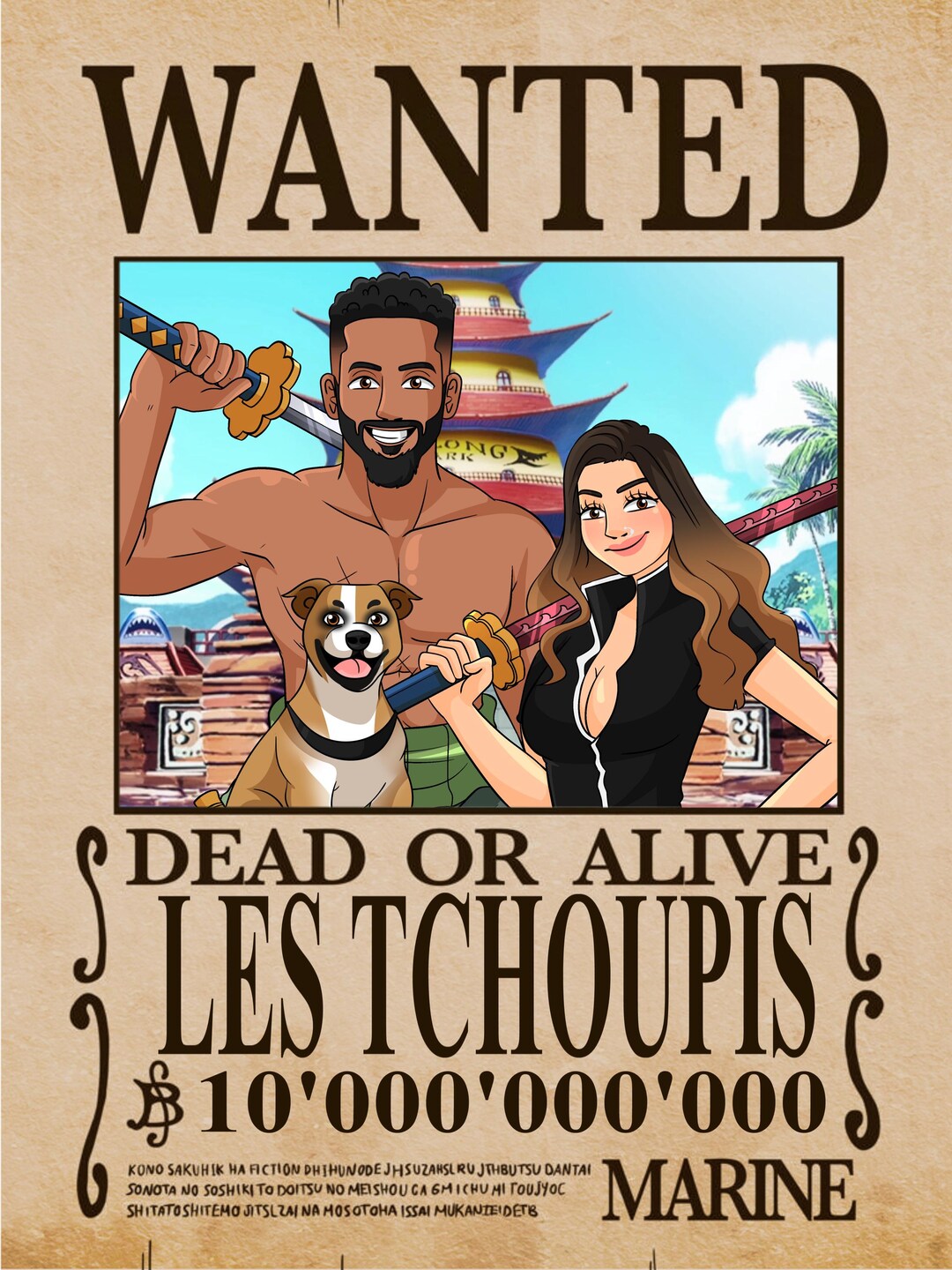 Custom Wanted Poster Style | Custom Anime Couple Portrait | Valentine ...