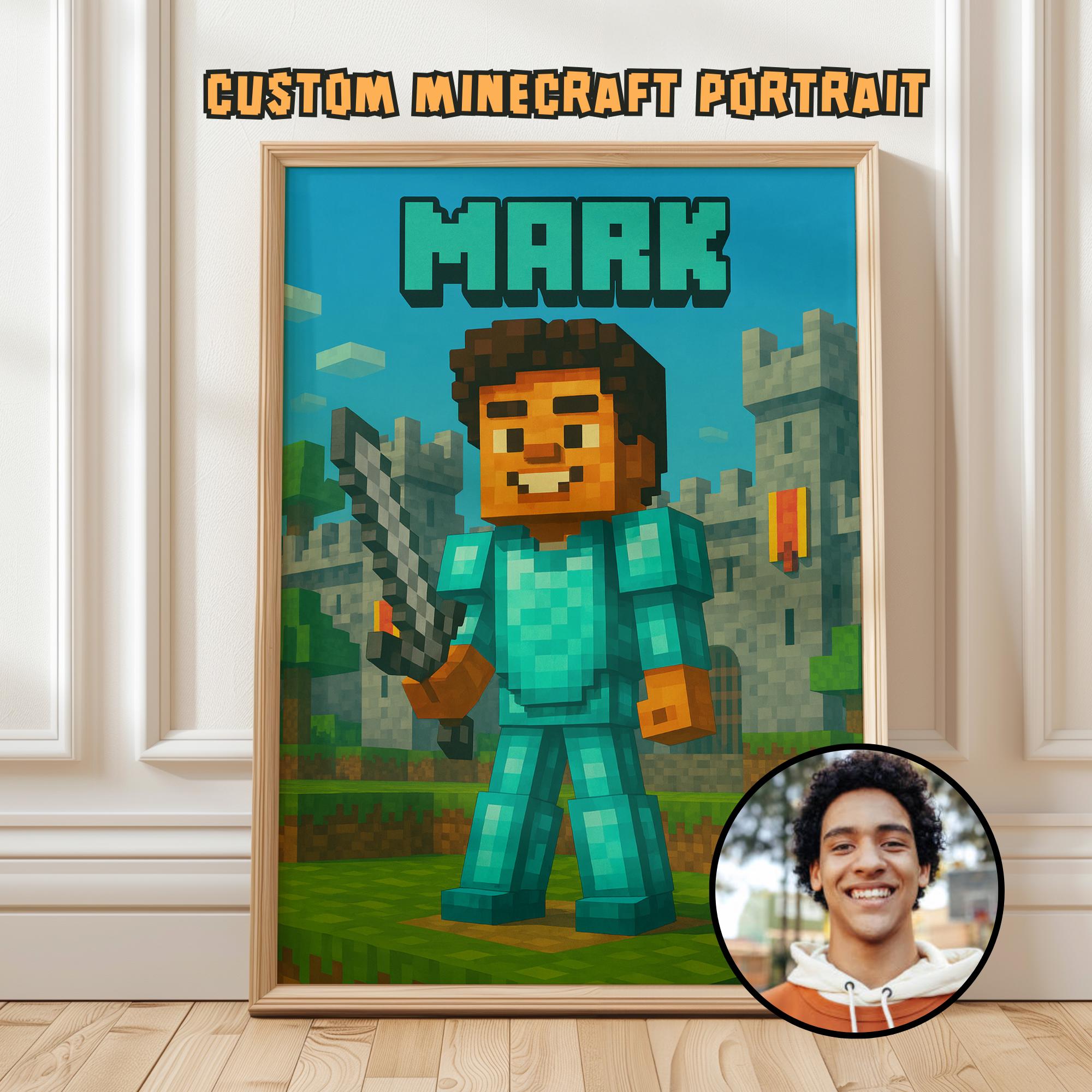 Retrato de Minecraft personalizado / Retrato de bloques de píxeles a ...