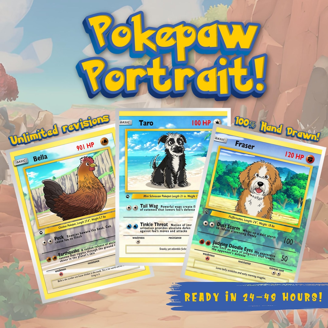 POKE Pet Card From Photo | Custom Pet Anime Portrait | Personalized ...