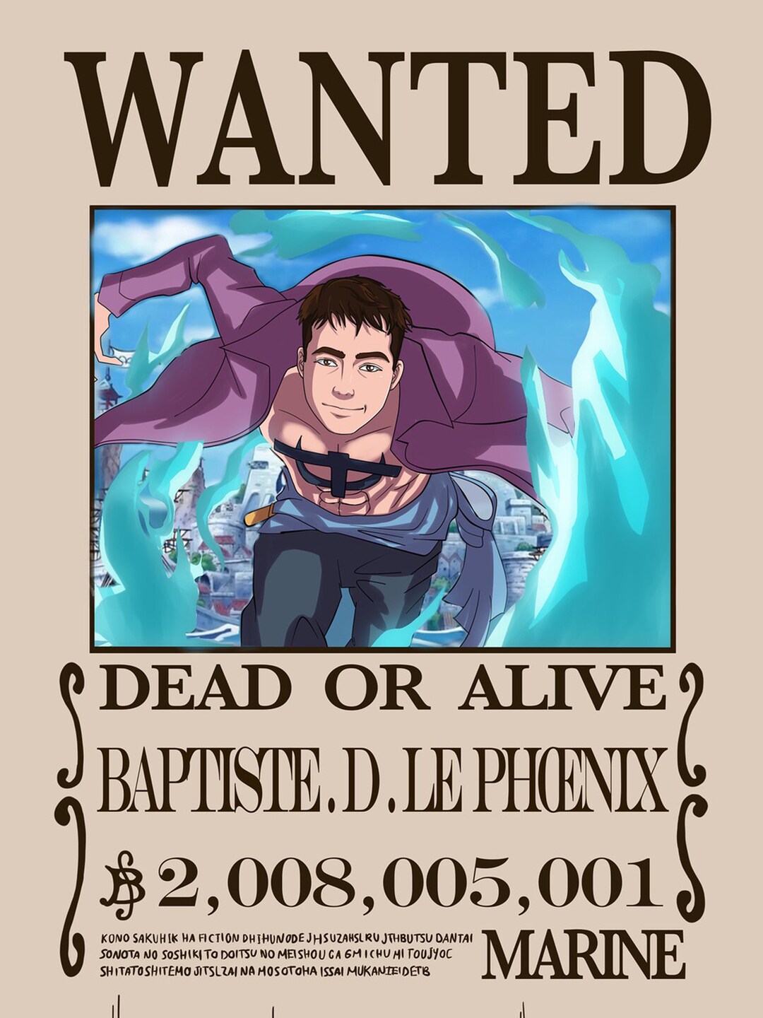 Fully Custom Anime Portrait , Custom Anime Wanted Poster, Personalized ...