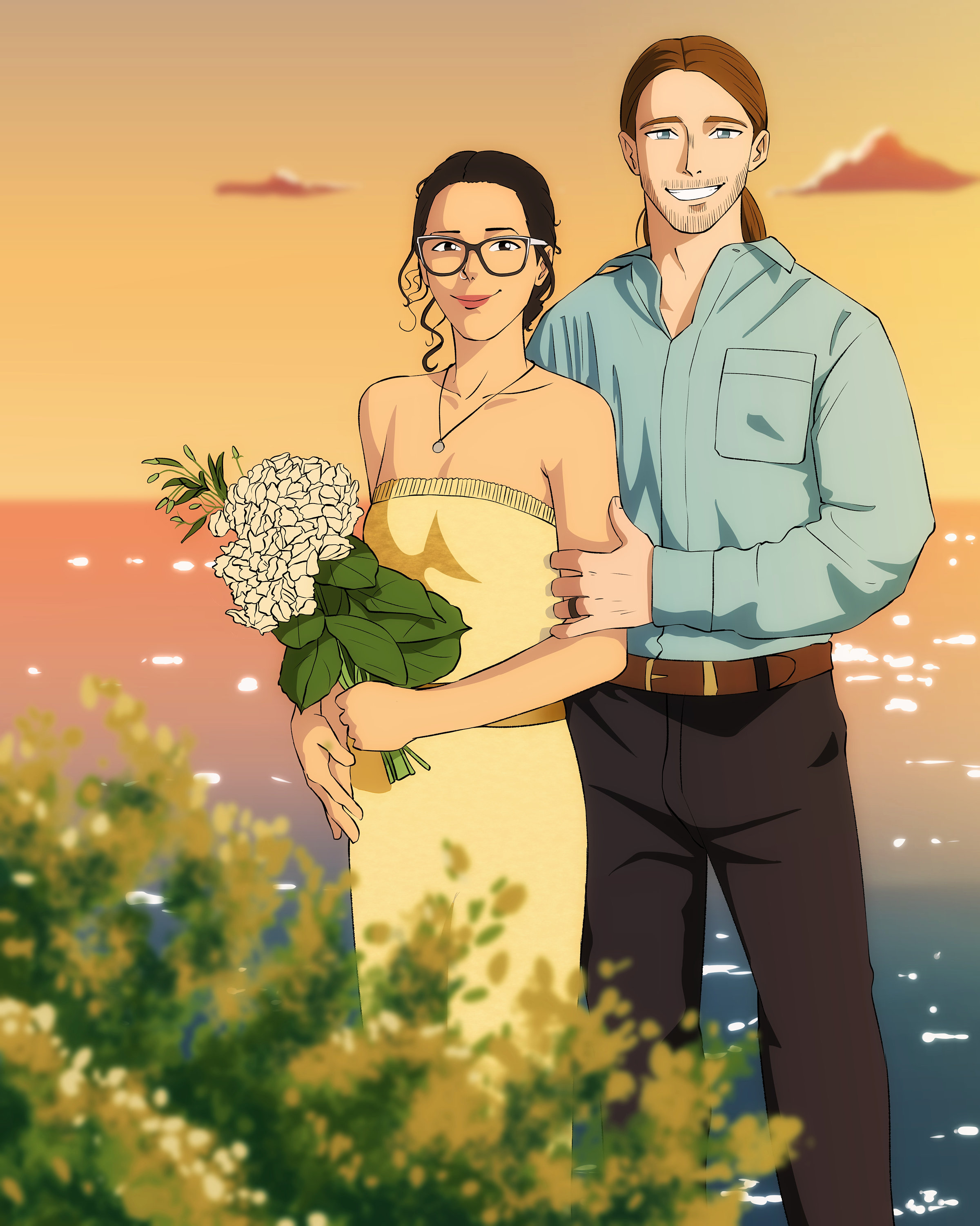 Retrato de anime totalmente personalizado, Retrato de anime de pareja ...