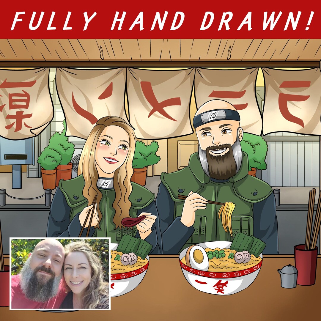 Personalized Restaurant Ramen Anime Portrait, Custom Anime Illustration ...