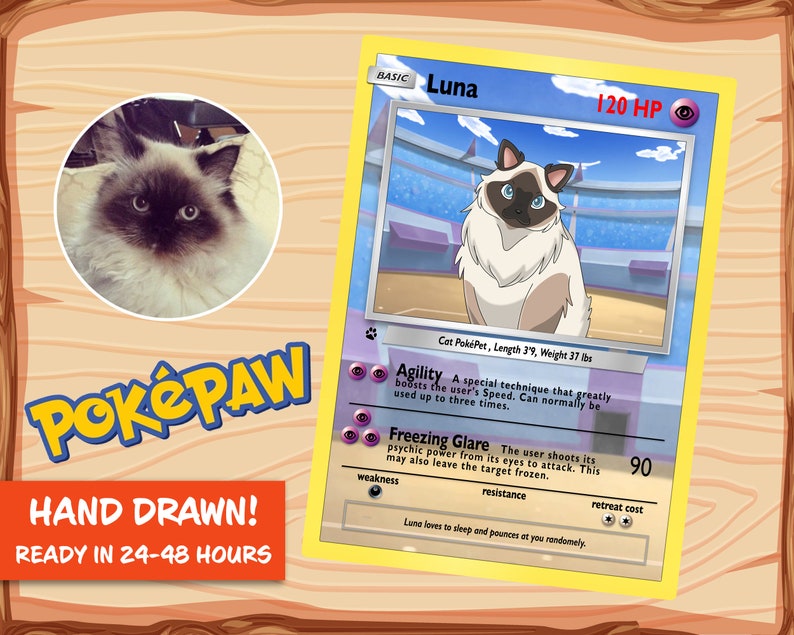 Custom Pokepaw Pets Poke Cards Digital Image Pokepet - Etsy