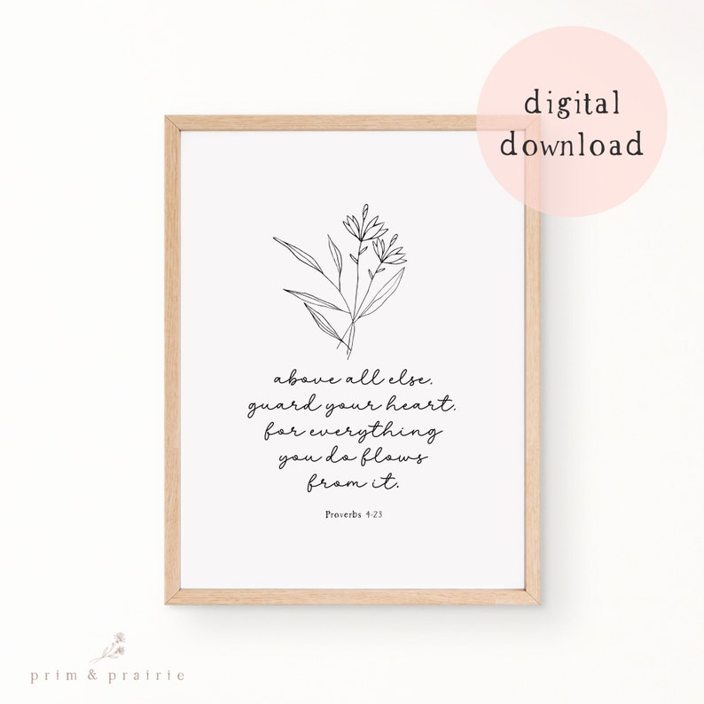 Proverbs 4:23 Bible Verse Wall Art, Christian Wall Art, Scripture Wall ...