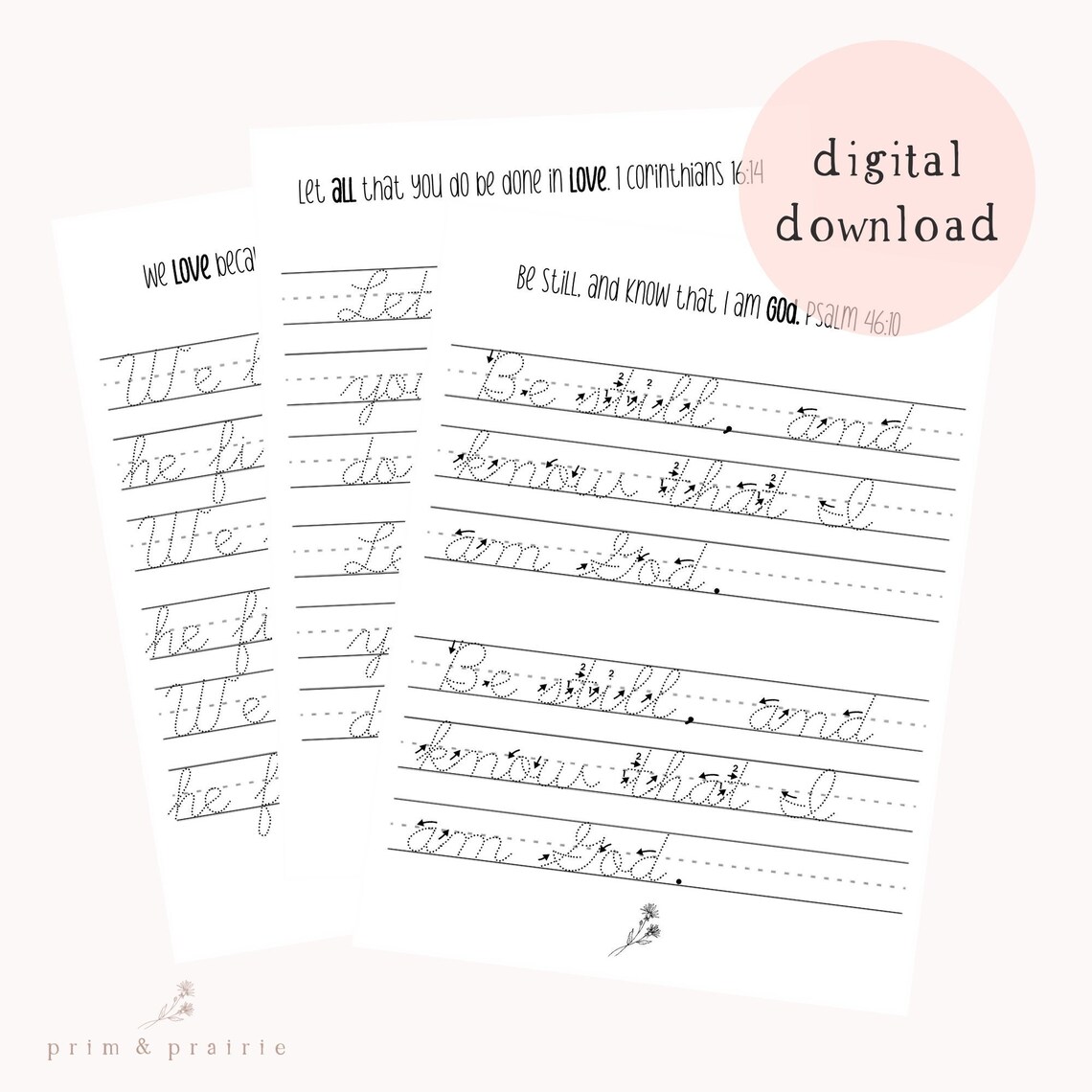 Cursive Handwriting Practice Sheet Bible Verses, 31-page Workbook, 14 ...