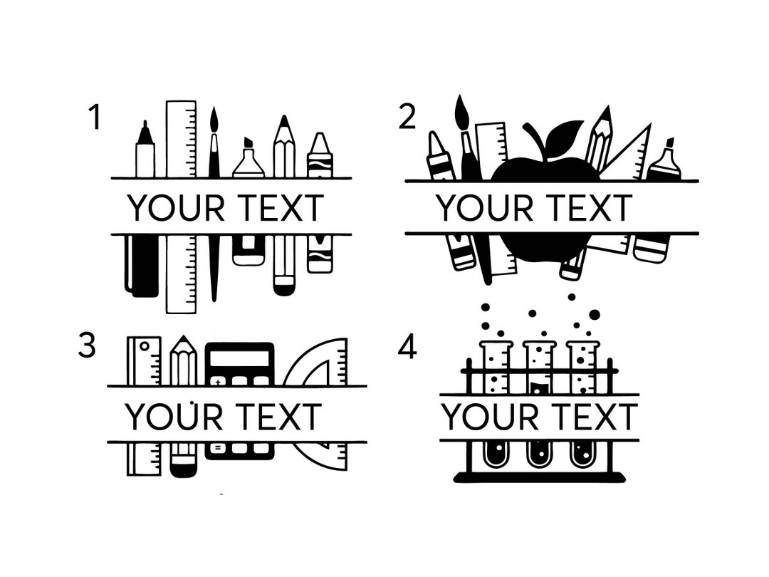 Teacher Split Monogram SVG Teacher SVG, School Supplies SVG, Back to ...