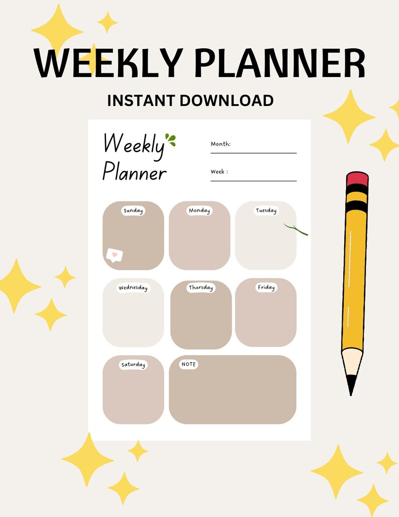Nice Weekly Planner Digital Instant Download/pdf/printable/digital File ...