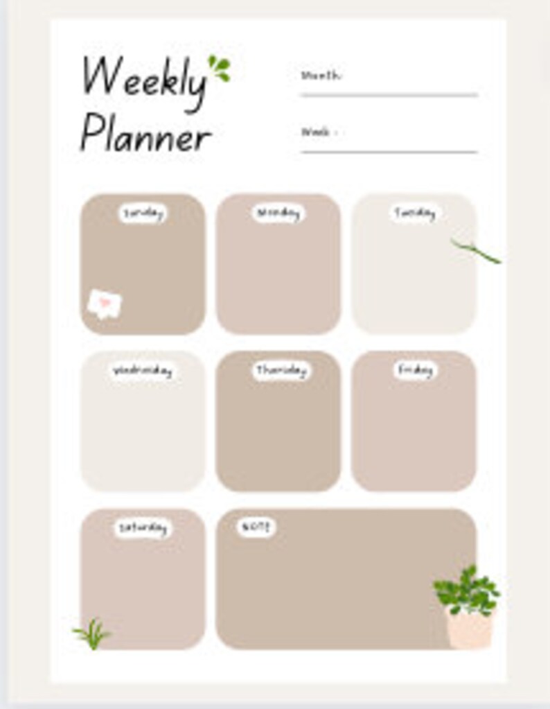 Nice Weekly Planner Digital Instant Download/pdf/printable/digital File ...