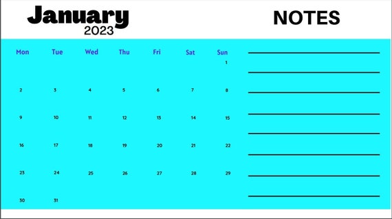2023 Calendar With Notes12 Months Included: Digital - Etsy