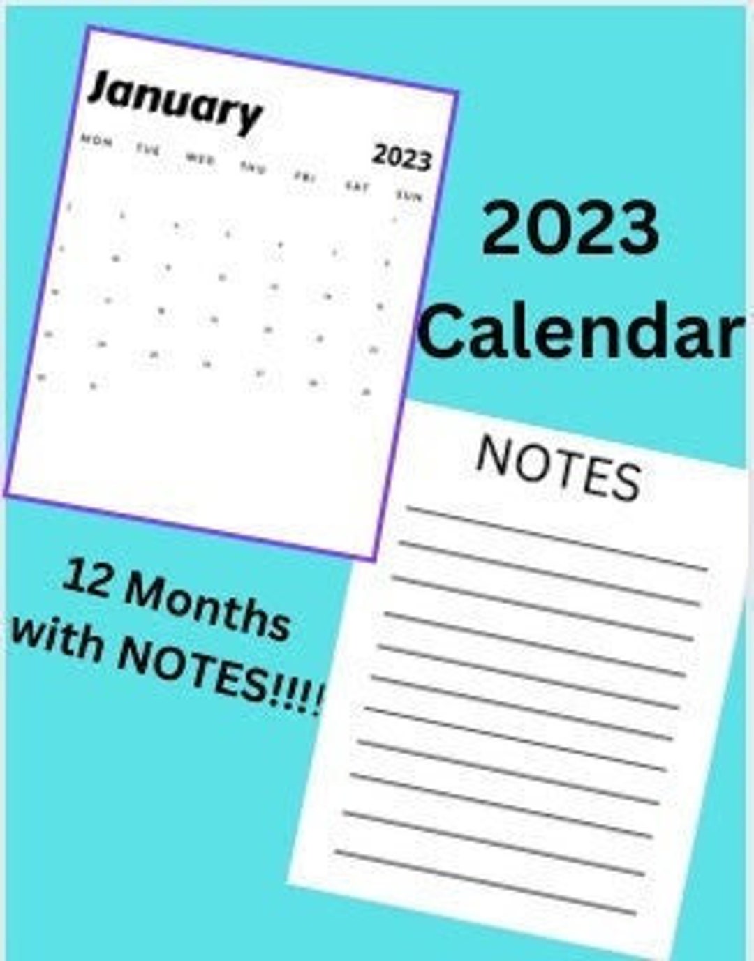 2023 Calendar/digital With Notes 12 Months Included - Etsy