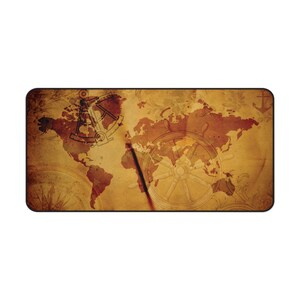 Old Looking Map Large Neoprene Desk Mat for Computer Geek, Sailor or ...