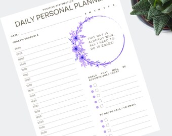 Daily Planner, Positive Affirmation, Instant Download, Goals Planner ...