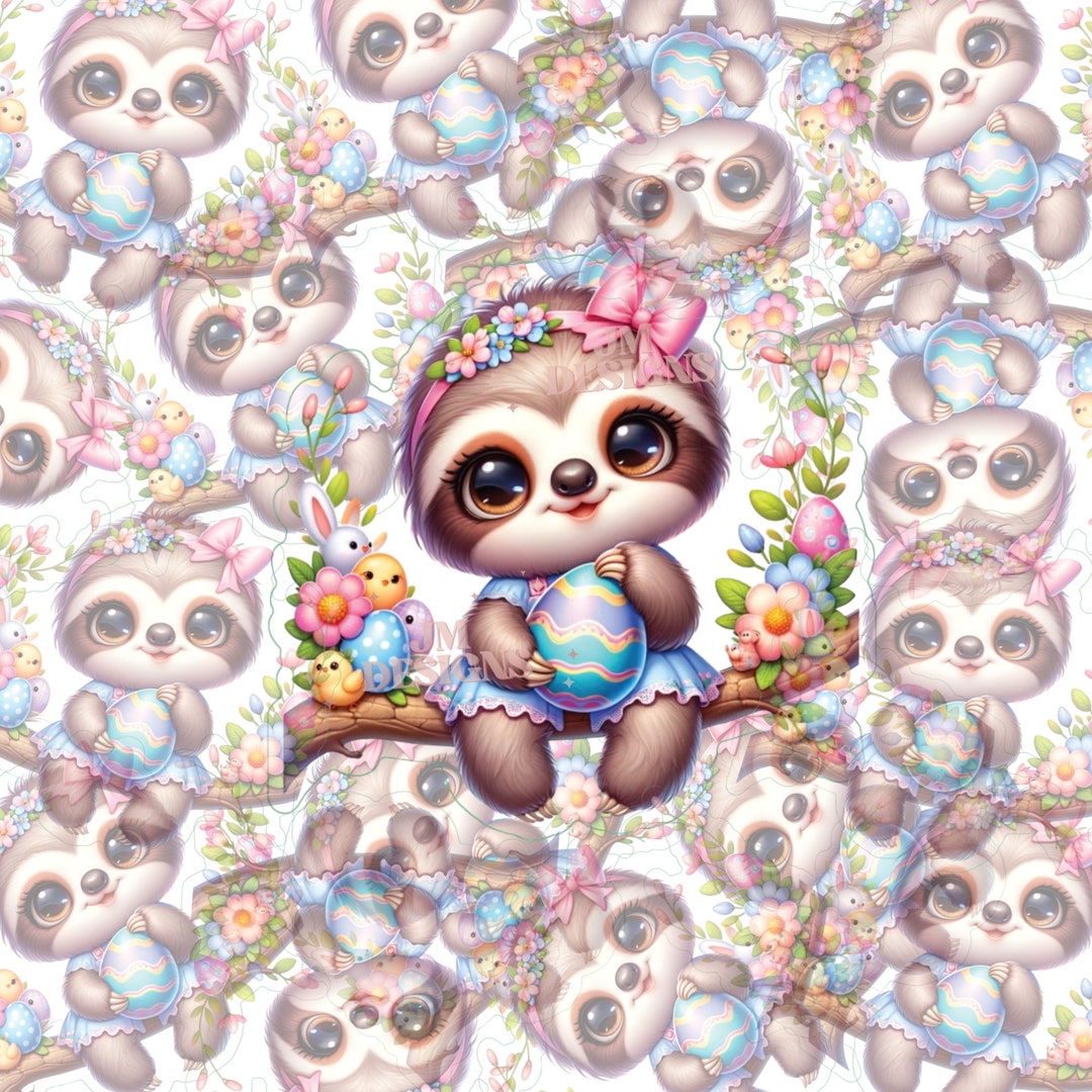 Baby Sloth Animal Sticker, Easter Baby Animal , Waterproof Stickers ...
