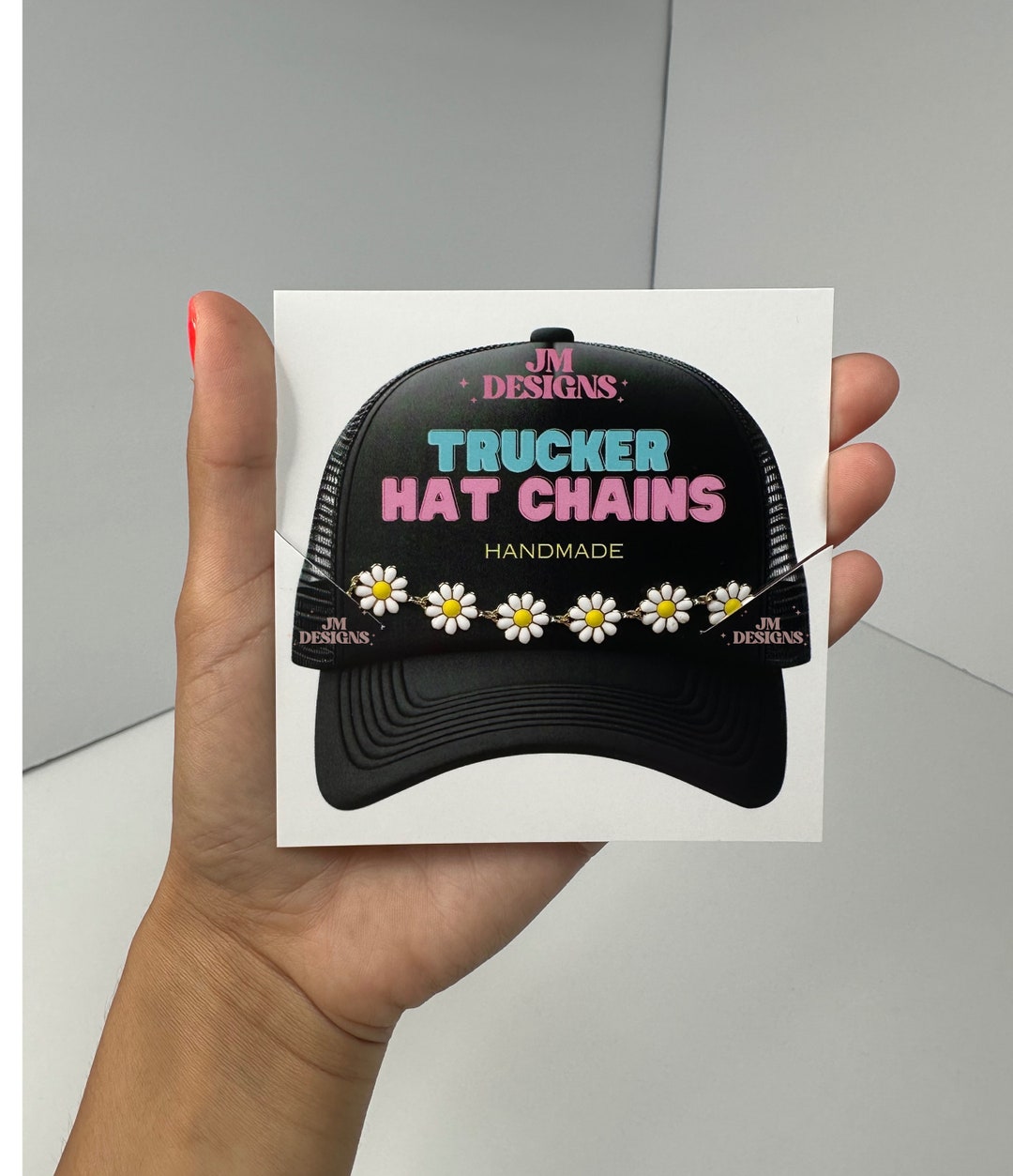 Trucker Hat Chains| White Flowers Hat Chain| Hat Accessories| Trendy ...