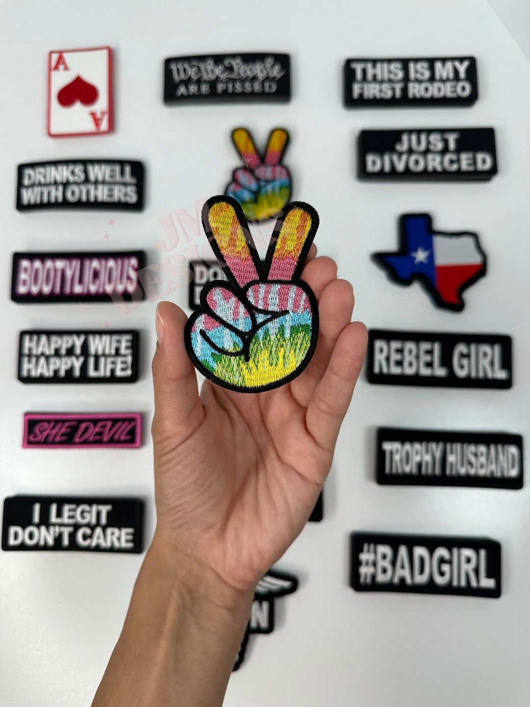 Peace Hand Sign Iron on Patch |iron on |bold Patch| Funny Patches | Hat ...