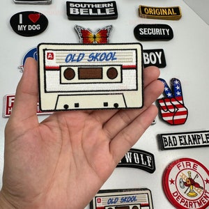 Old Skool Cassette Iron on Patch |iron on | Patch| Bold Patches | Hat ...
