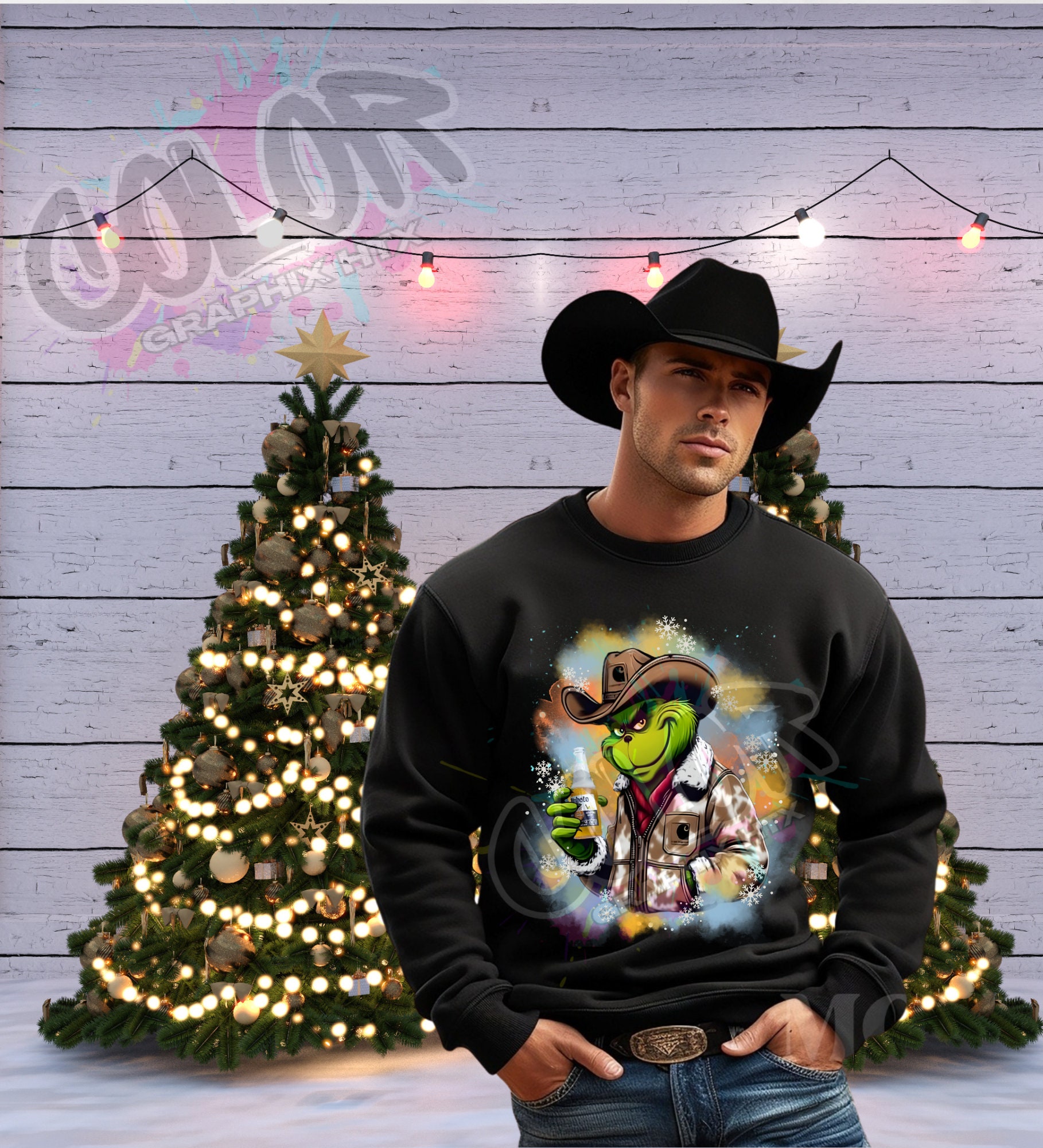 COWBOY GRINCH PNGFILE - Etsy