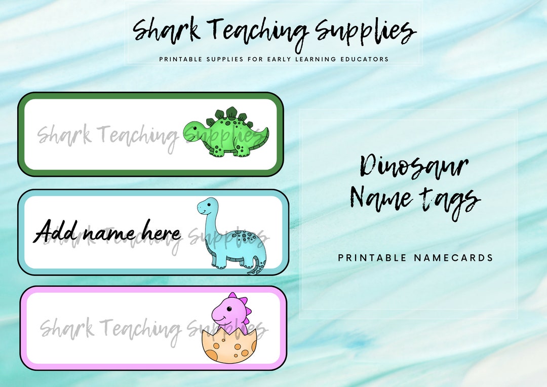 Dinosaur Name Tags for Kids, Student Name Tags, Dinosaurs - Etsy