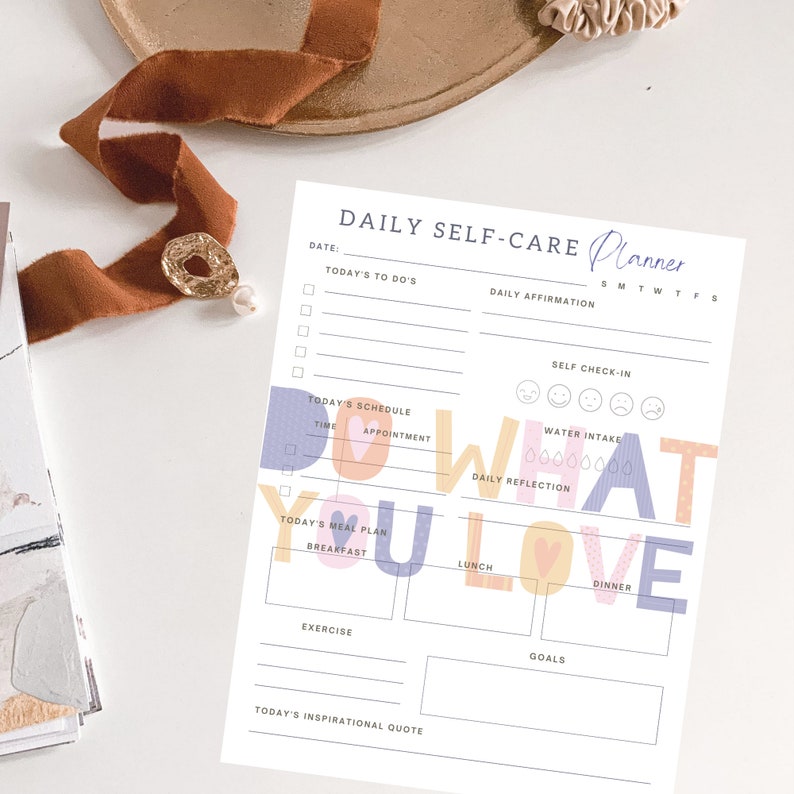 Daily Planner Pages for Self-care, Self Awareness, Mental Health Gifts ...