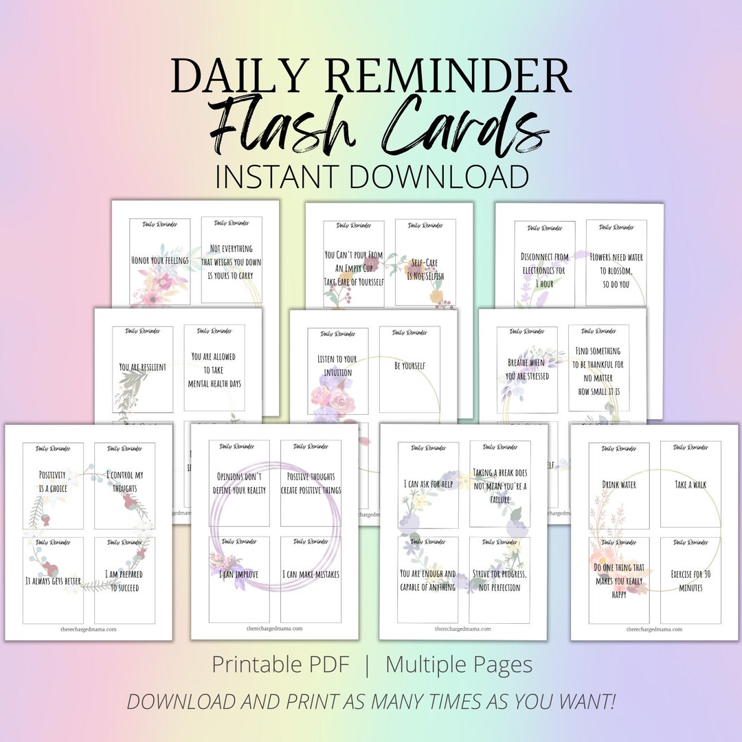 Daily Reminder Flash Cards, Wellness Gifts, Self Care for Moms ...