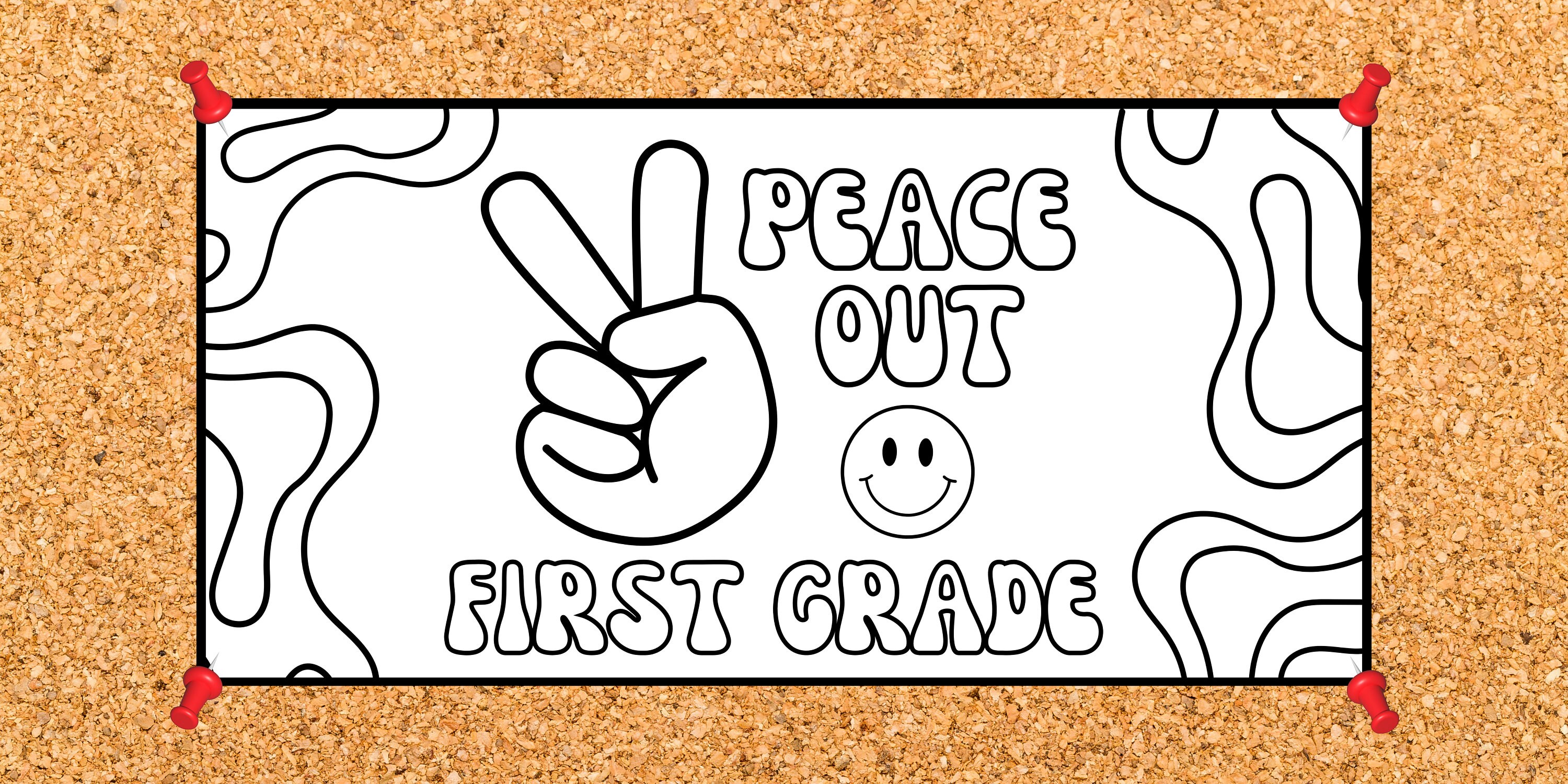 Large Coloring Poster Peace Out Classroom Project Customizable End of ...