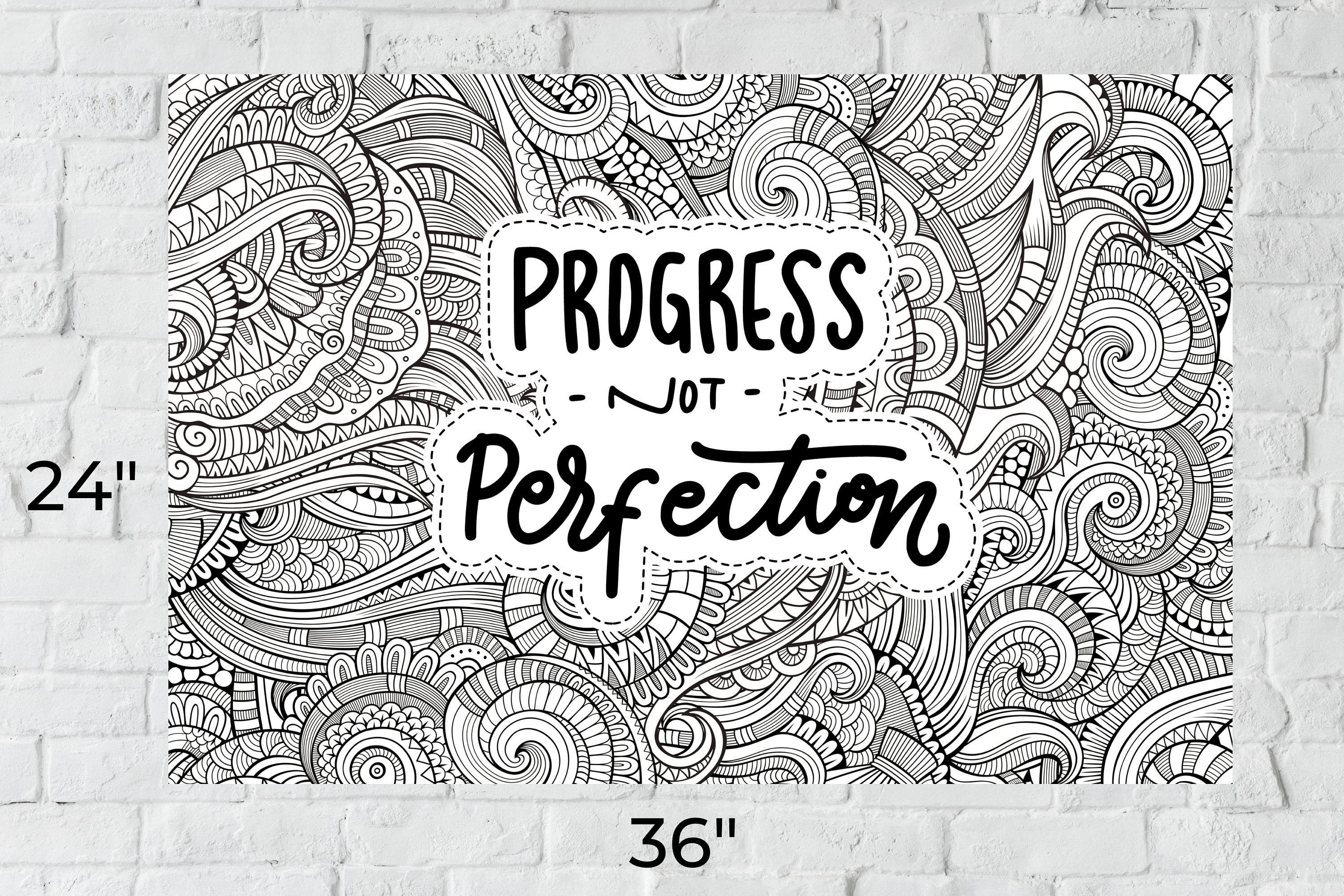 Large Coloring Poster 7 Variations Stress Relief Encouragement Brain ...