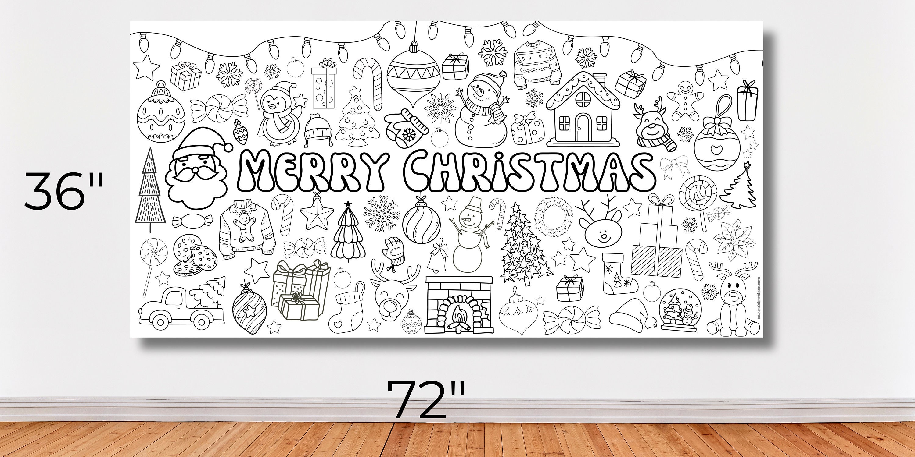 Large Christmas Coloring Poster: Family Holiday Activity - Etsy