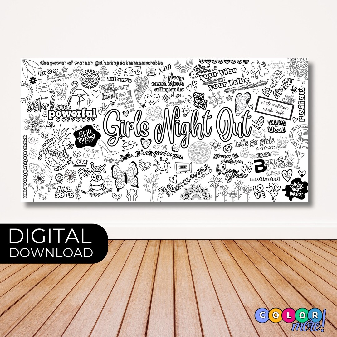 Large Coloring Poster: Girls Night Out? Digital Download. 2 Sizes - 18 ...