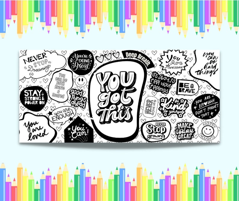 Large Coloring Poster You Got This Encouraging Messages - Etsy
