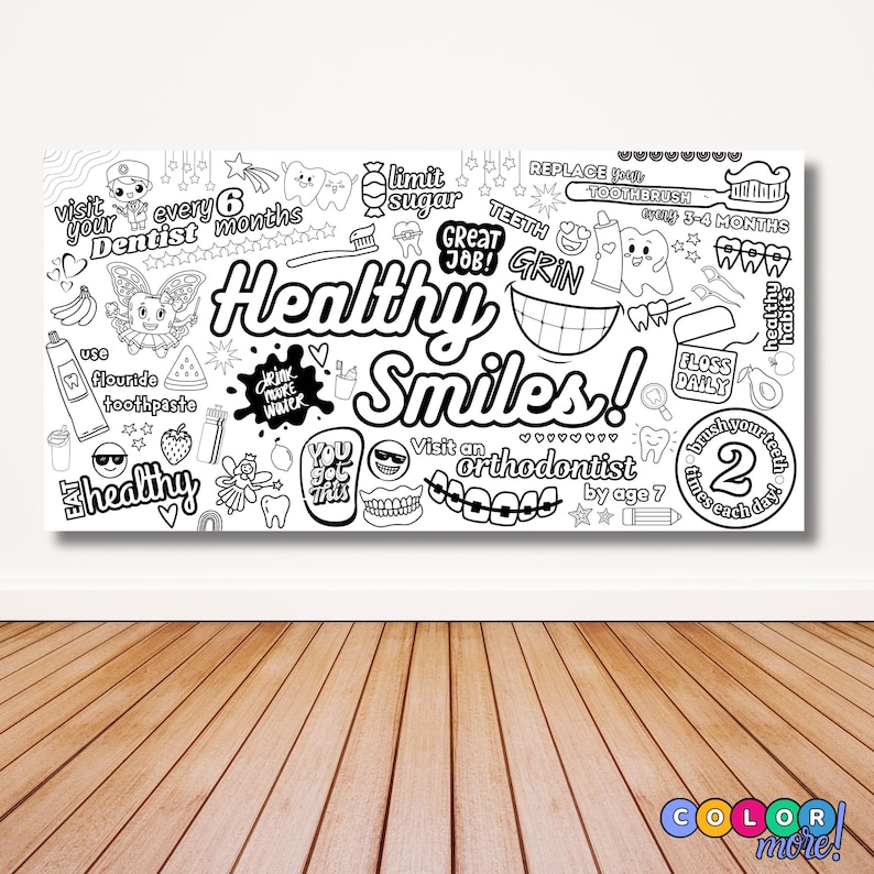 Large Coloring Poster | Healthy Smiles | Bulletin Board | Orthodontist ...