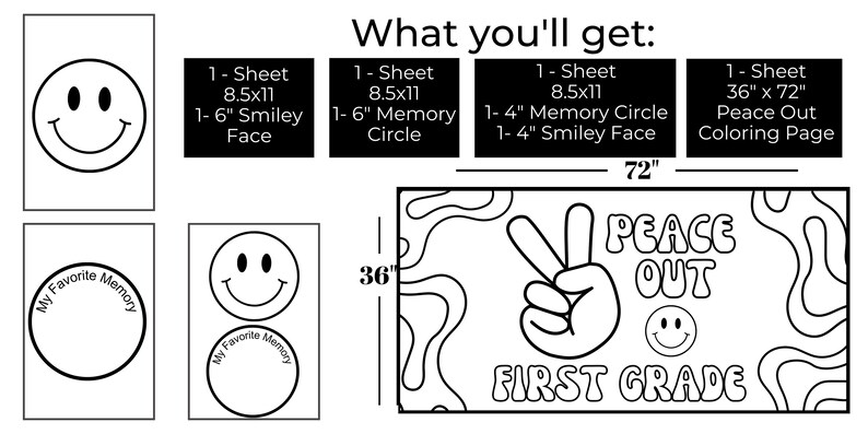 Large Coloring Poster Peace Out Classroom Project - Etsy