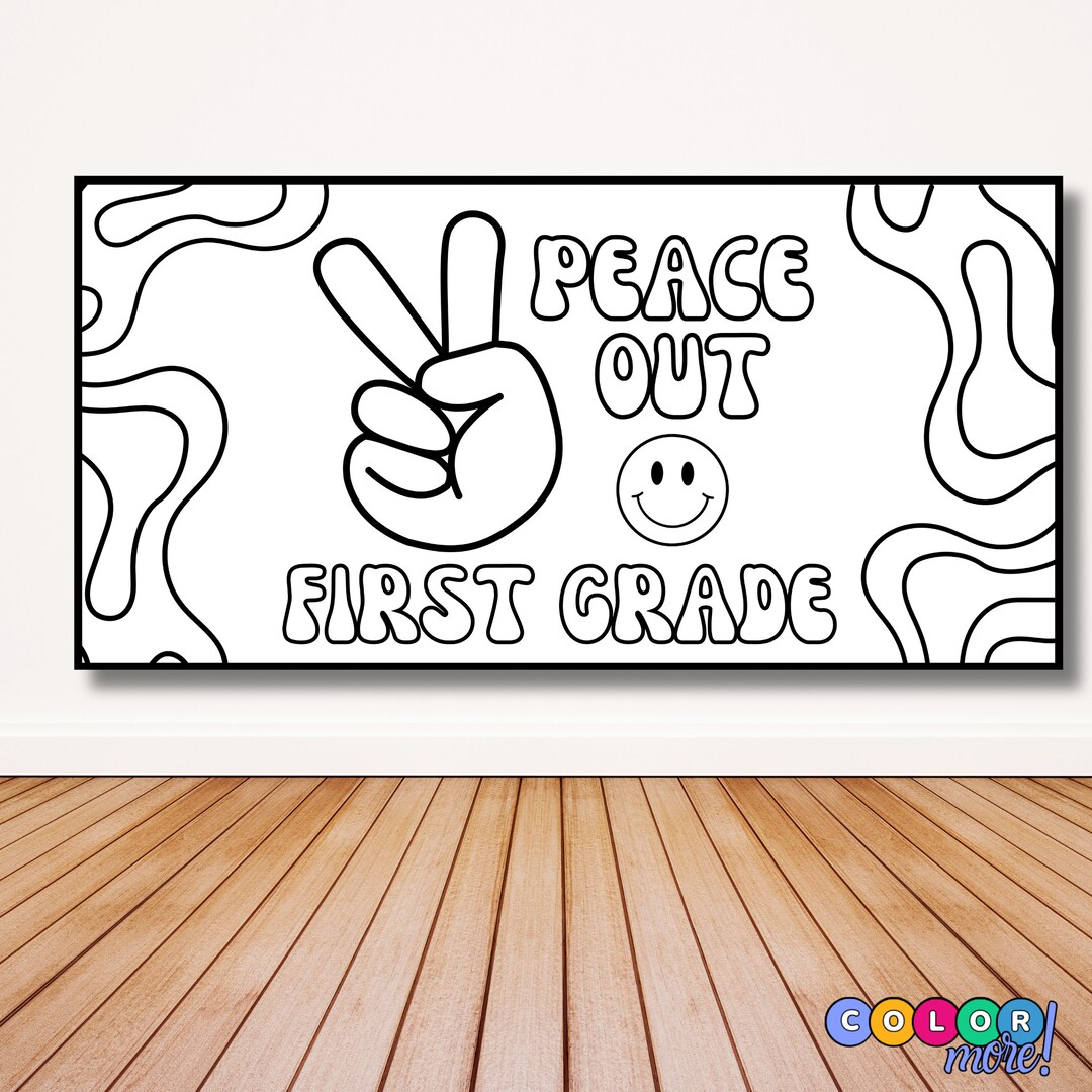 Large Coloring Poster Peace Out Classroom Project Customizable End of ...