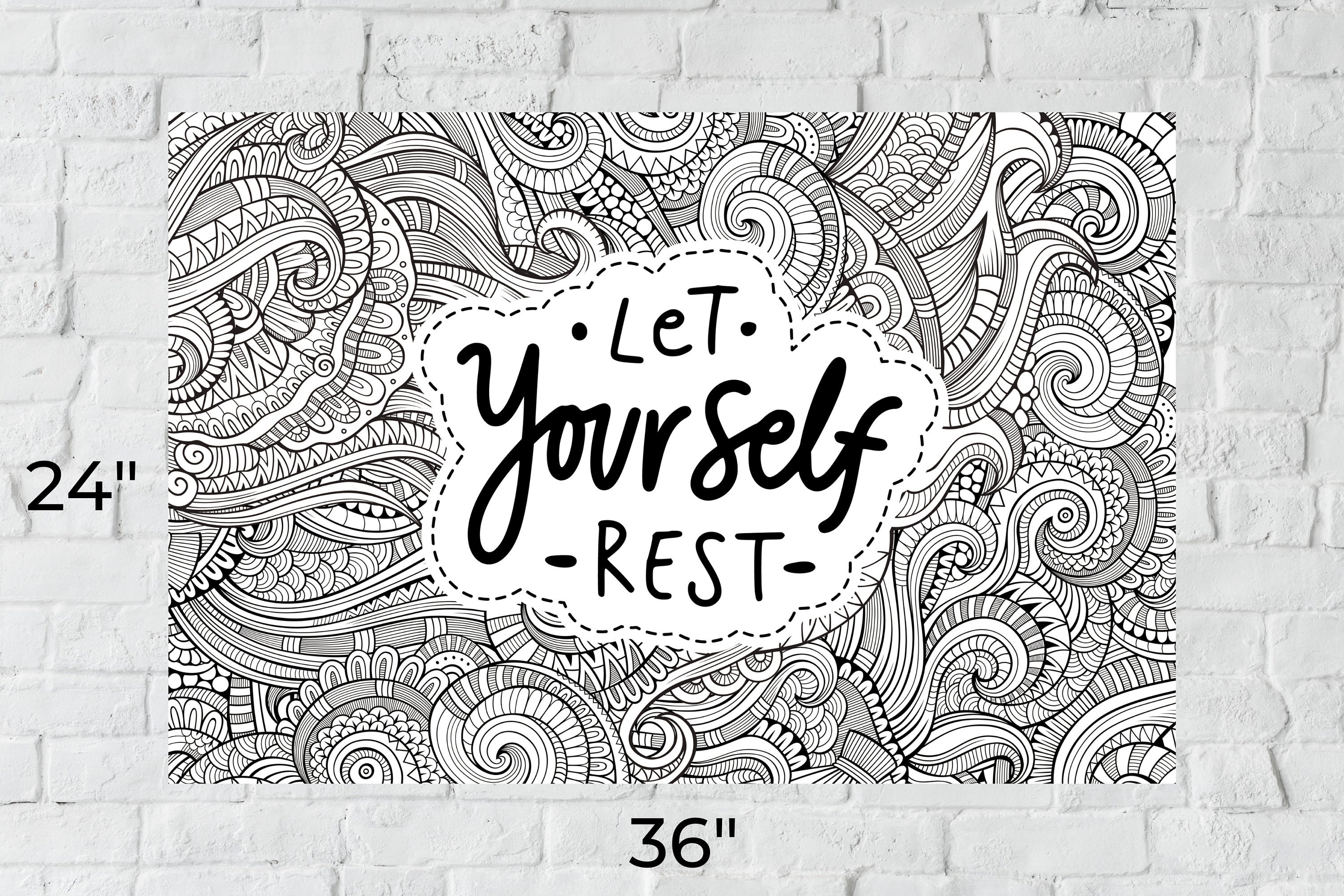 Large Coloring Poster 7 Variations Stress Relief Encouragement Brain ...