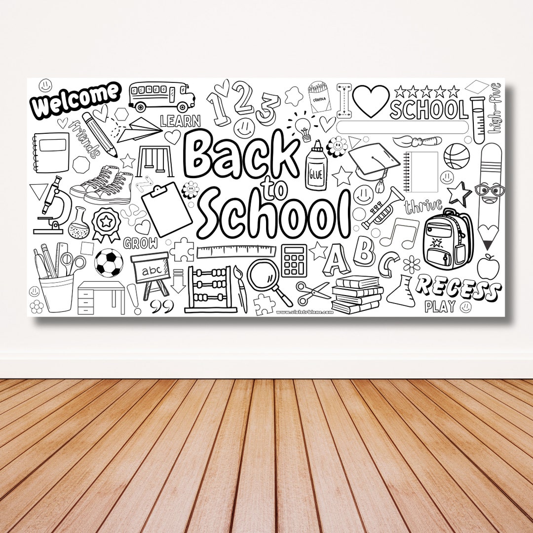 Large Coloring Poster | Back to School | School Rules | Bulletin Board ...