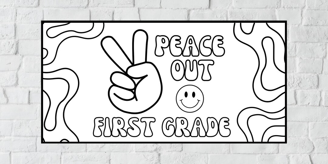 Large Coloring Poster Peace Out Classroom Project - Etsy