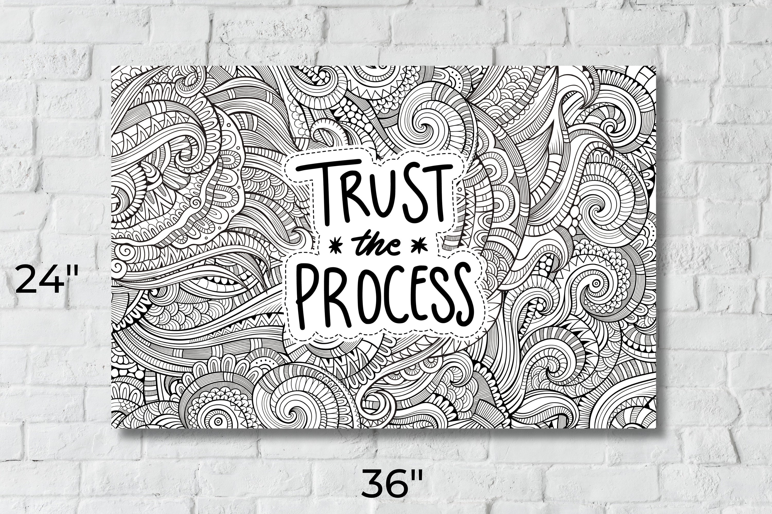 Large Coloring Poster 7 Variations Stress Relief Encouragement Brain ...