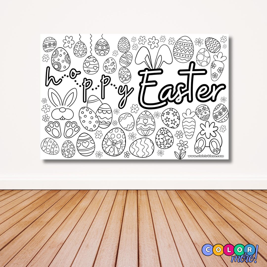 Easter Coloring Poster: Hoppy Easter (24"x36") - Etsy