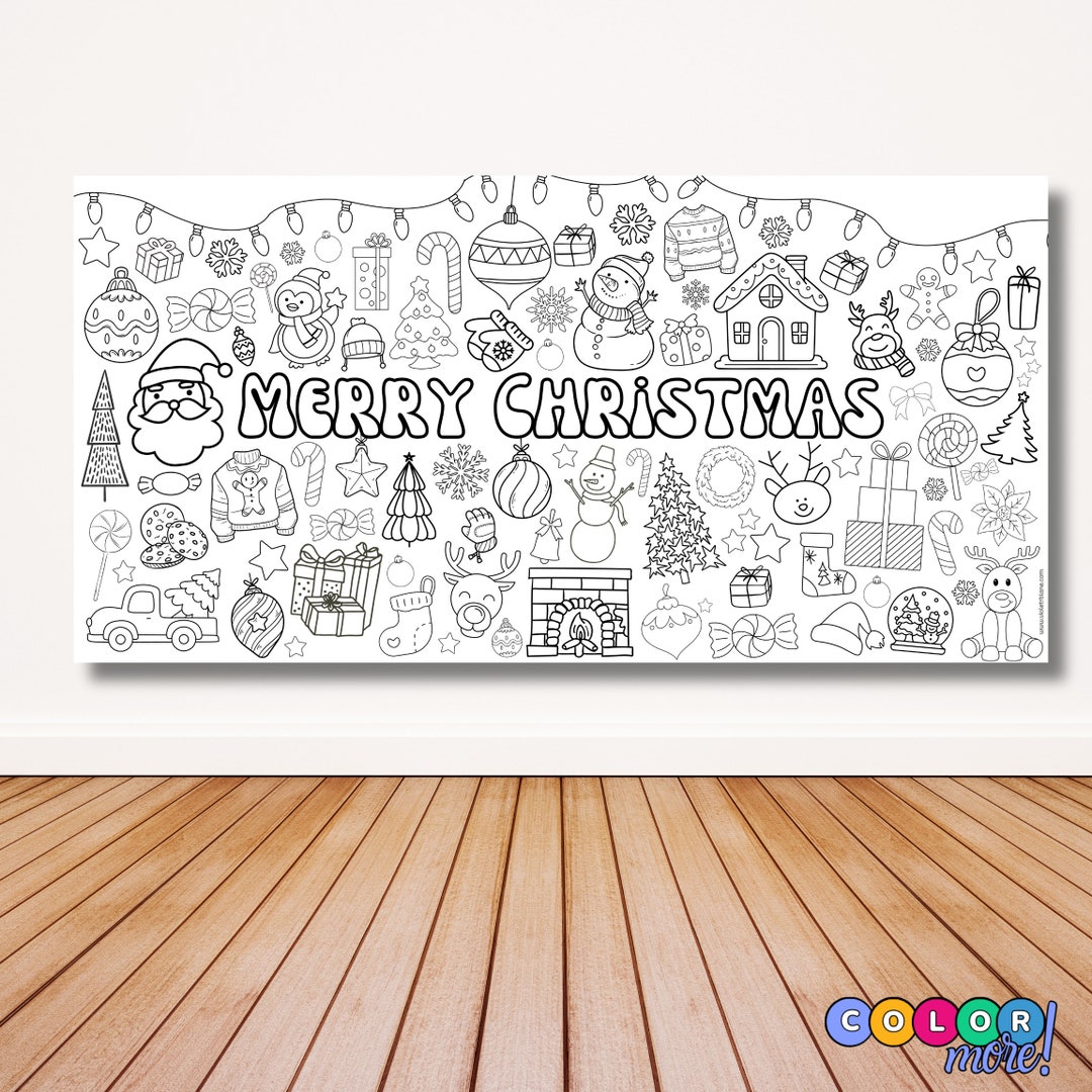Large Christmas Coloring Poster: Family Holiday Activity - Etsy